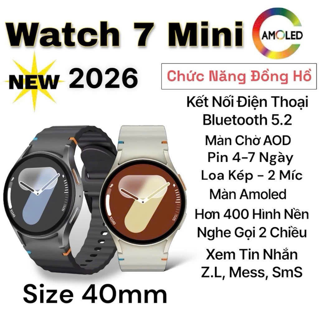 Đồng Hồ Watch 7 Mini size 40mm, Màn amoled, pin 4-5 ngày, kết nối ...