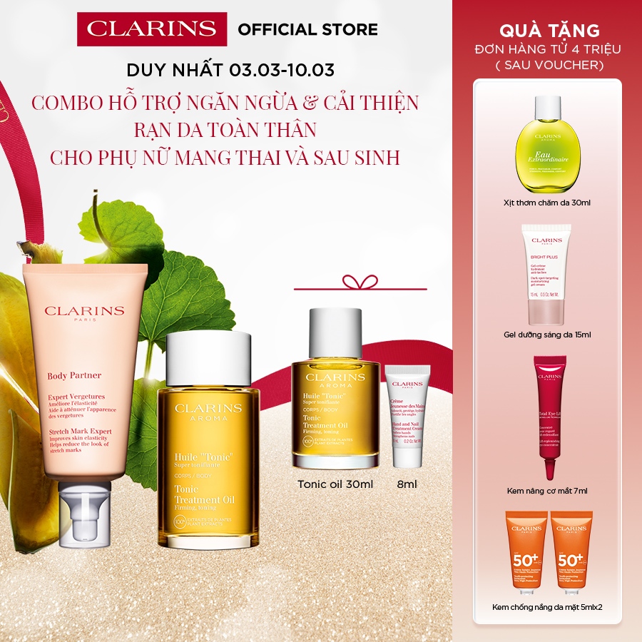 Combo hỗ trợ ngăn ngừa & cải thiện rạn da toàn thân cho phụ nữ Clarins ...