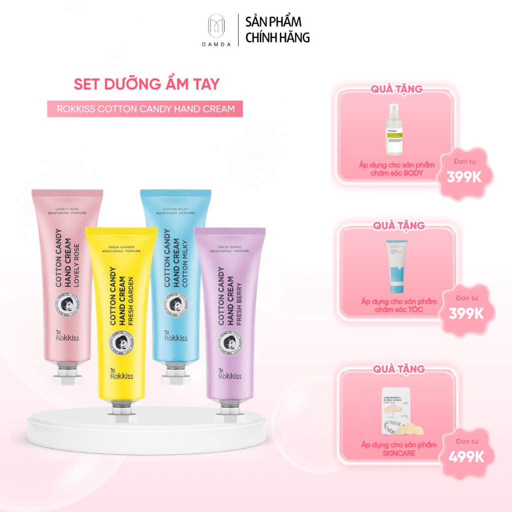 Set dưỡng ẩm tay bông gòn ROKKISS COTTON CANDY HAND CREAM 50ml x 4ea ...