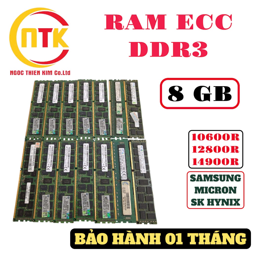 RAM ECC DDR3 8G 10600R/ 8G 12800R/ 8G 14900R (SAMSUNG, MICRON, SK HYNIX ...