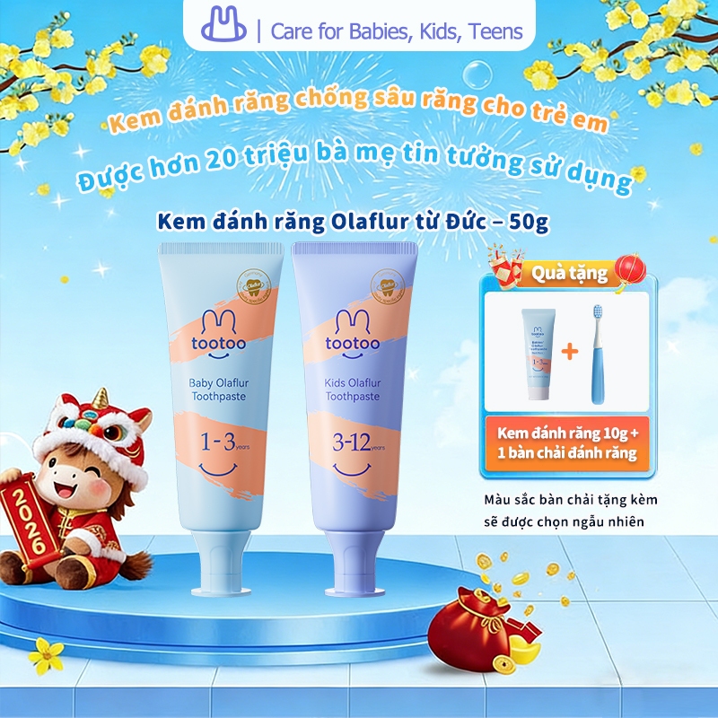 Kem đánh răng cho bé tootoo Babies Kids Olaflur ngừa sâu răng cho trẻ ...