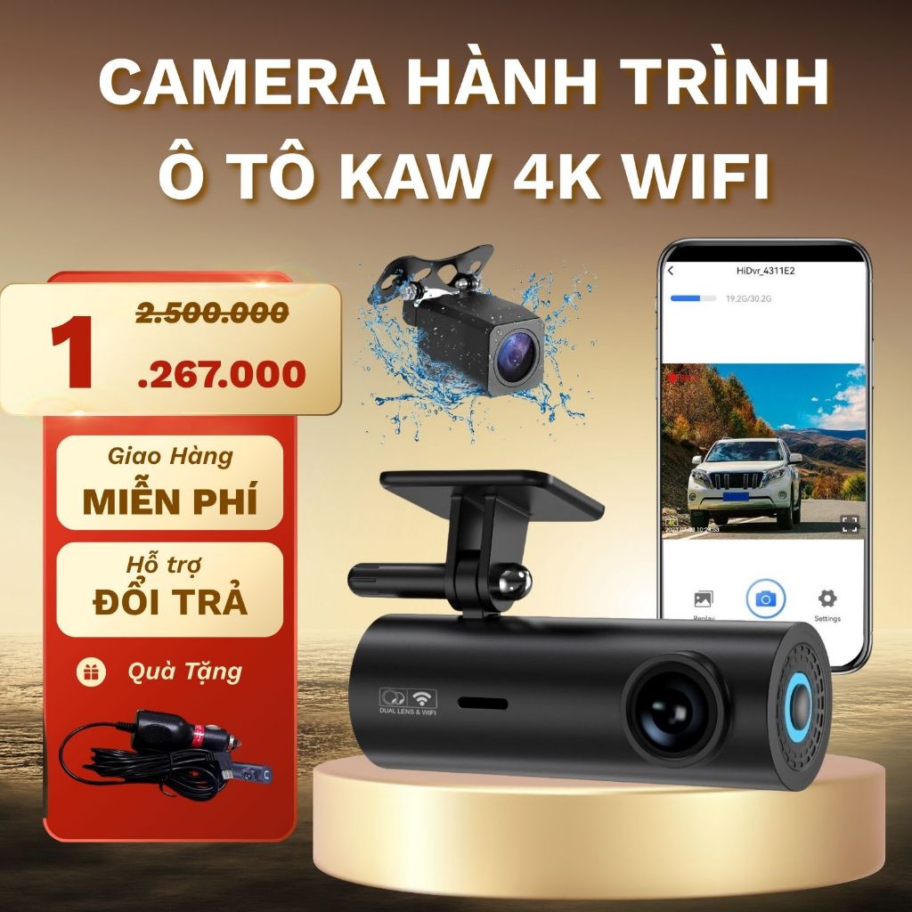 Camera hành trình KAW 4K WiFi không màn hình 2160P HD tầm nhìn ban đêm ...