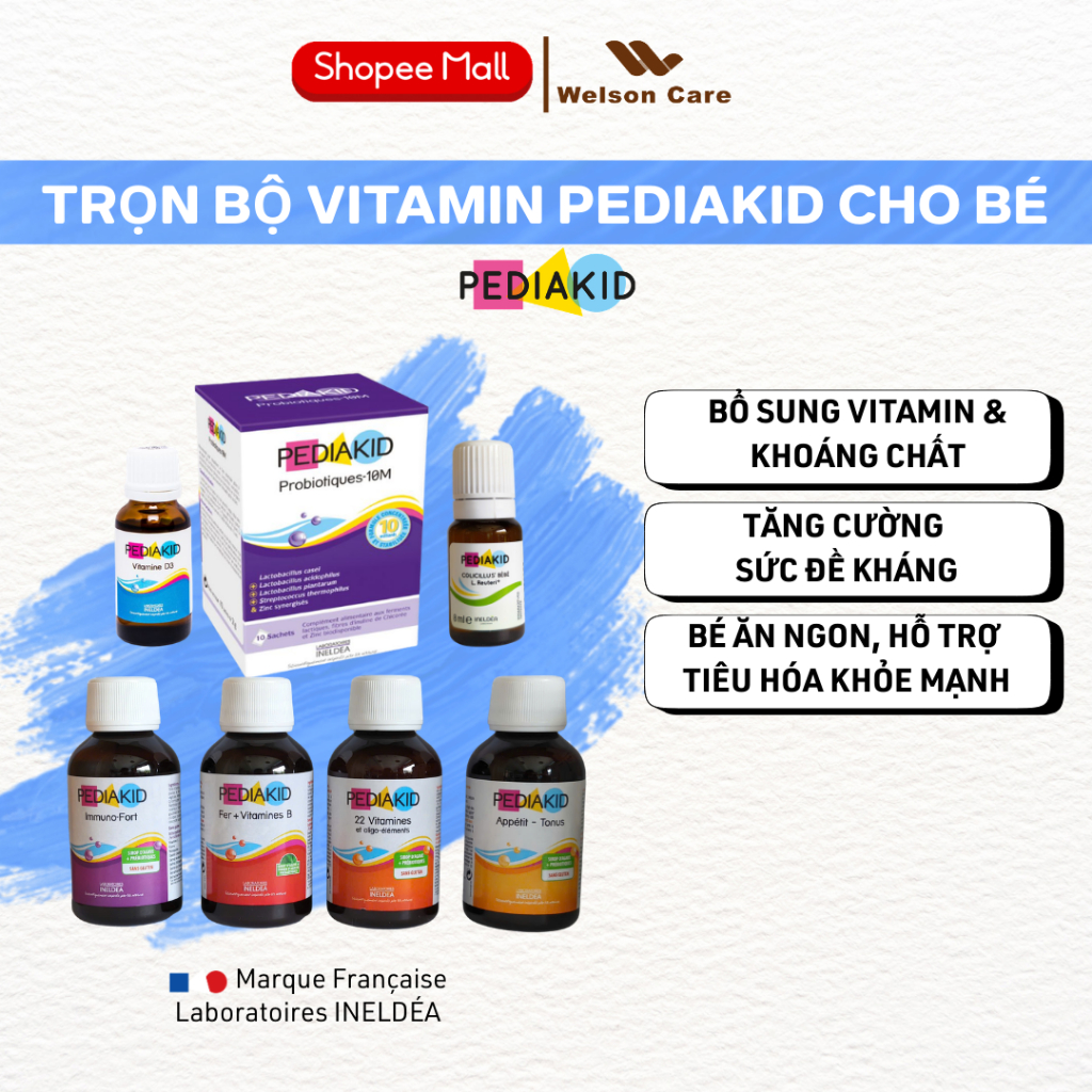 Trọn Bộ Pediakid Vitamin D3, 22 Vitamines, Appetit Tonus, Immuno Fort ...