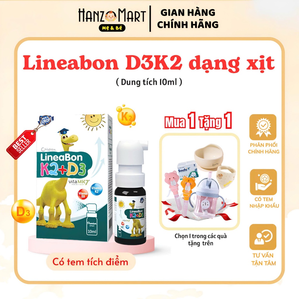 D3K2 Lineabon Dạng Xịt Chính Hãng Bổ Sung Vitamin D3, K2 Giúp Hấp Thụ ...