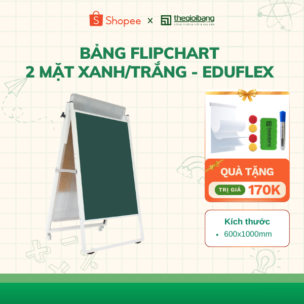 Bảng Flipchart 2 mặt xanh trắng - 600x100 - Thay đổi chiều cao - Bảng ...