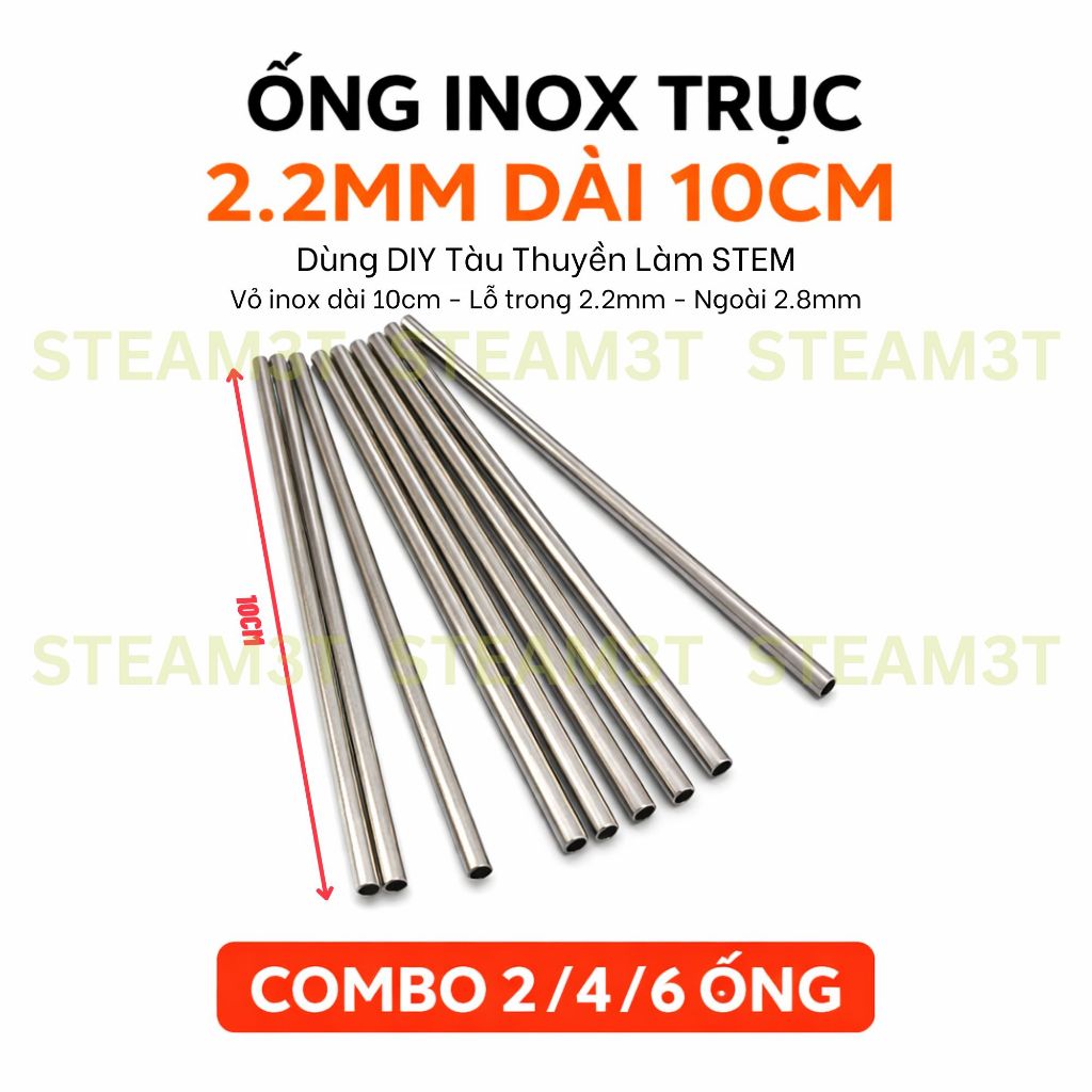 Ống Inox Trục 2.2mm Dài 10cm Làm Trục Xe Robot STEM DIY – Combo 2 / 4 ...