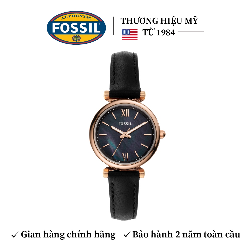 Đồng hồ nữ Fossil Carlie Mini dây da, mặt xà cừ 28MM, màu đen, ES4700 ...