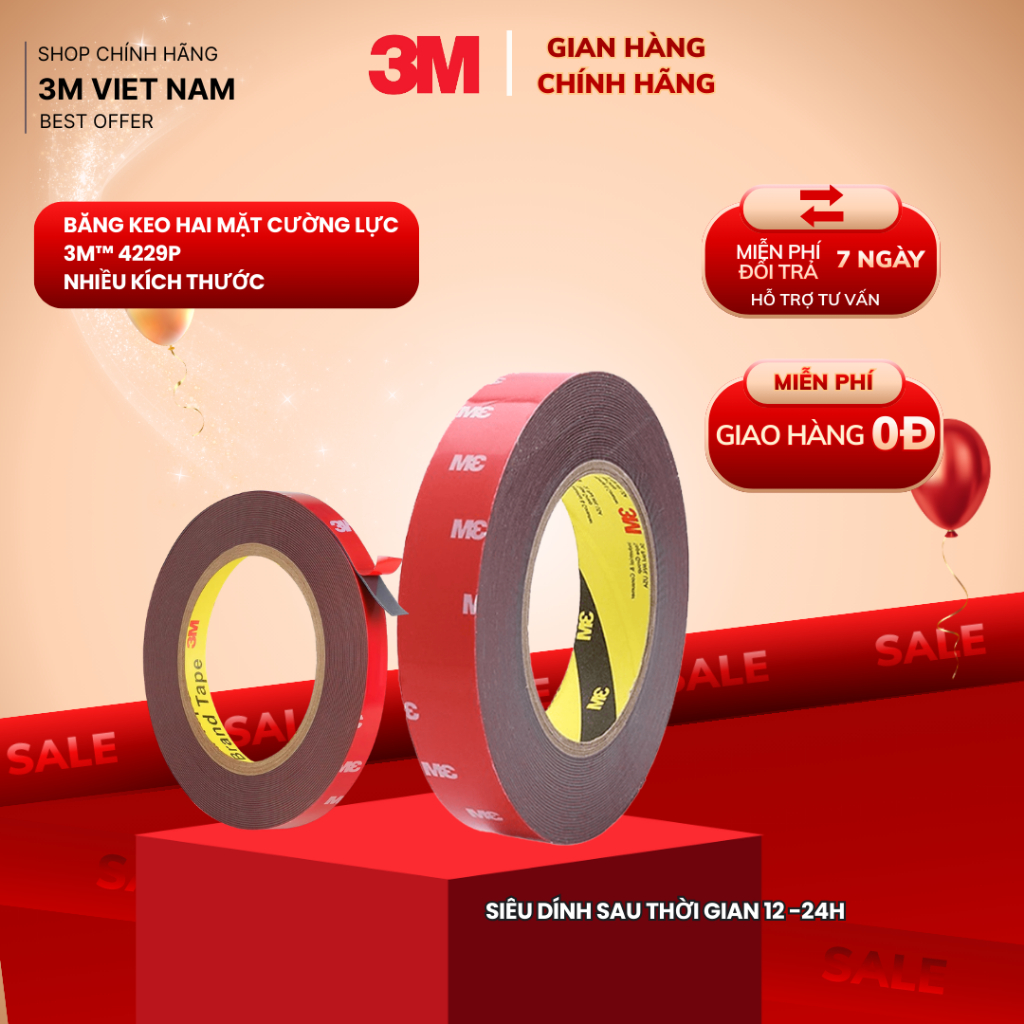 Băng Keo cường lực 2 mặt 3M™ Acrylic Foam Tape 4229P- Độ bám dính cao ...