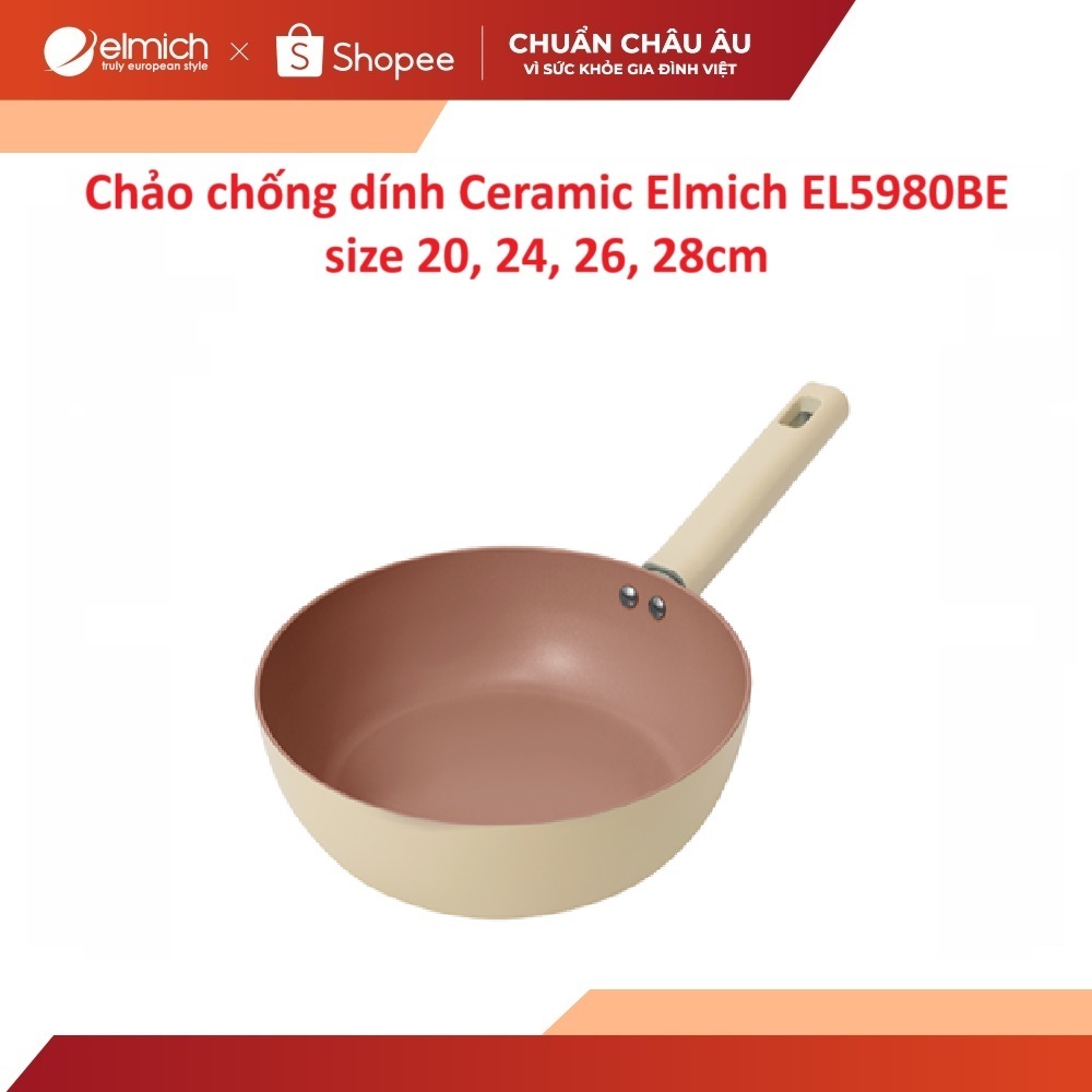 Chảo chống dính Ceramic Elmich EL5980BE size 20, 24, 26, 28cm ( Dày 3 ...