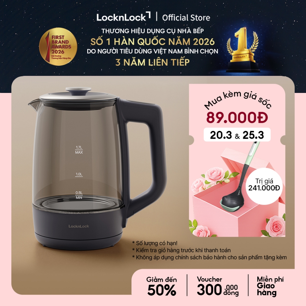 Ấm đun siêu tốc 5 mức nhiệt LocknLock Smart glow glass electric kettle ...