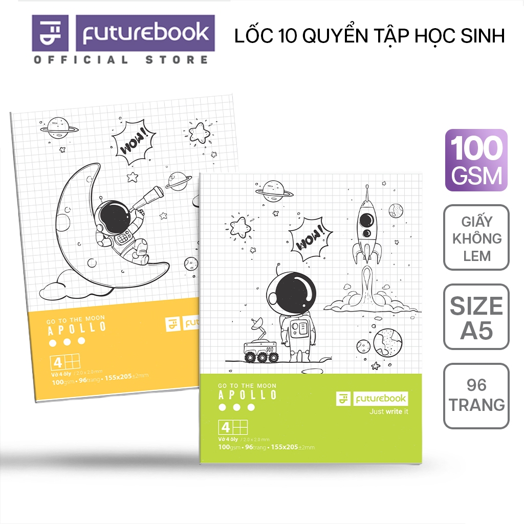 [ XẢ HÀNG ] Lốc 10 Quyển Tập học sinh FUTUREBOOK Không Lem giấy 100GSM ...
