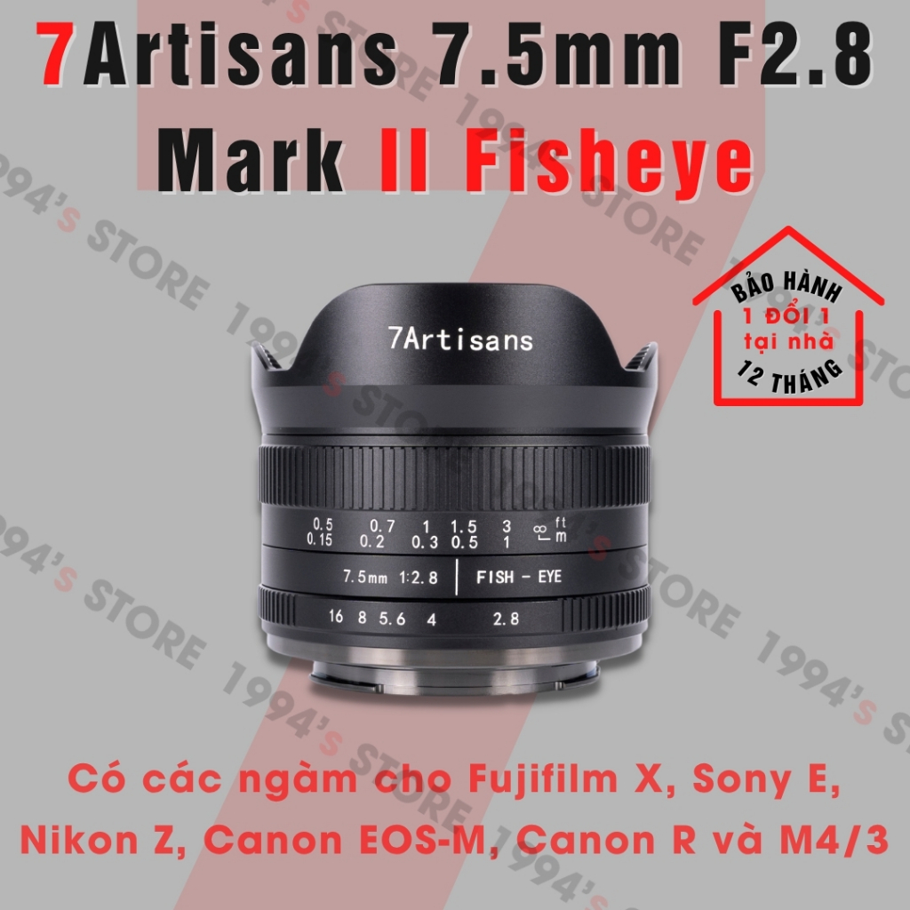 Ống kính 7Artisans 7.5mm F2.8 Mark II Fisheye - Dùng cho Fujifilm, Sony ...