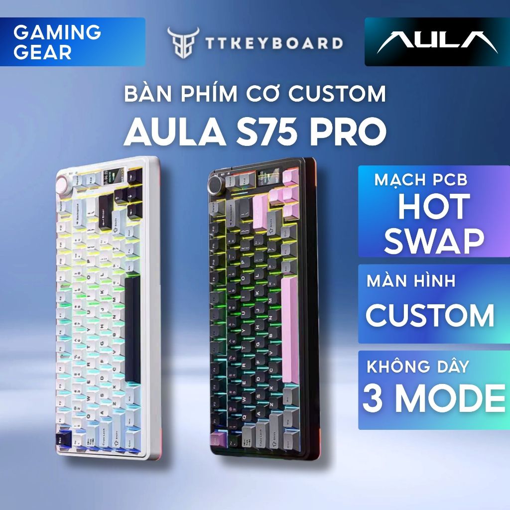 Bàn Phím Cơ Không Dây Aula S75 Pro - Có Màn Led Tùy Chỉnh - Led RGB ...