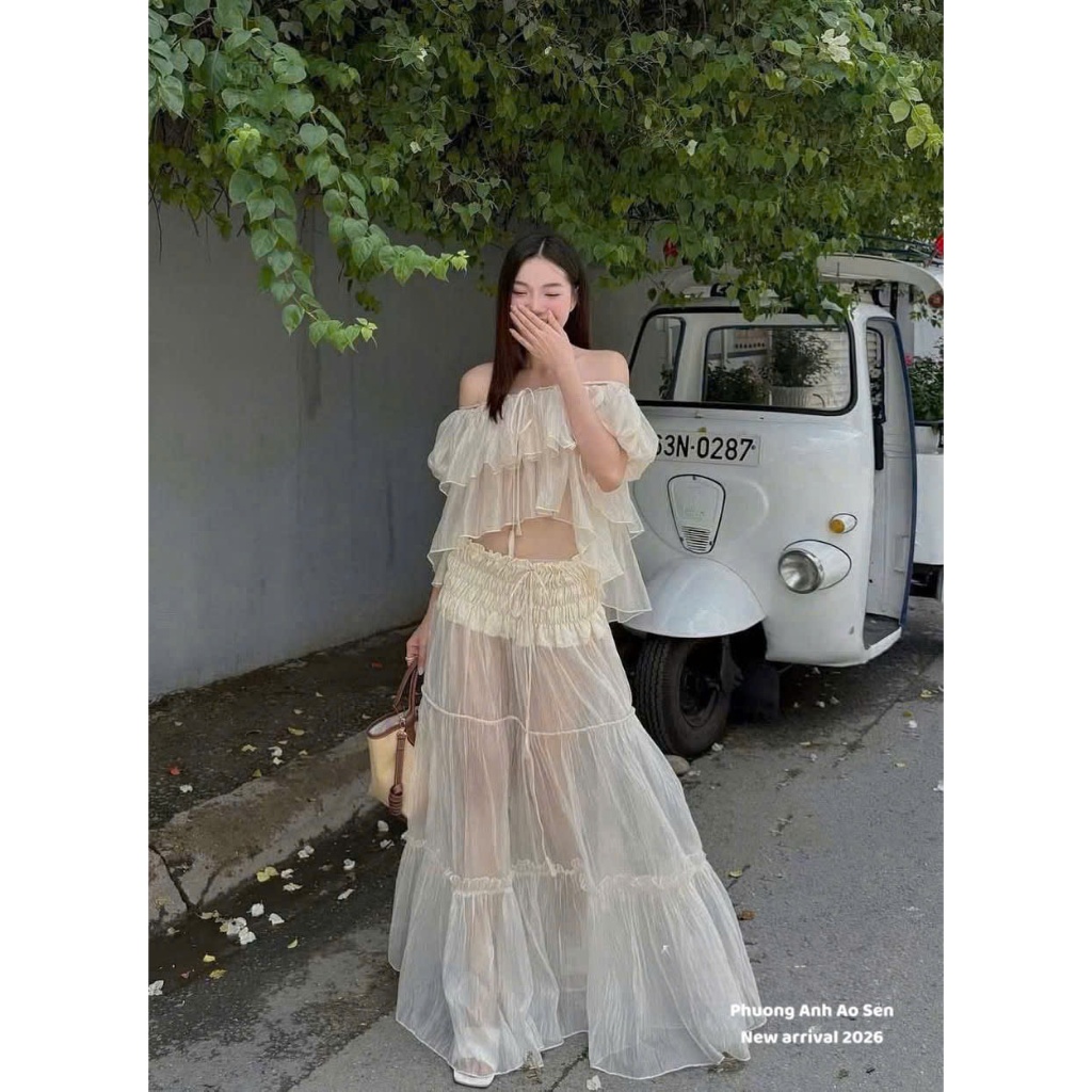 Váy maxi tơ bo chun dáng dài 3 màu đi biển siêu xinh | Shopee Việt Nam