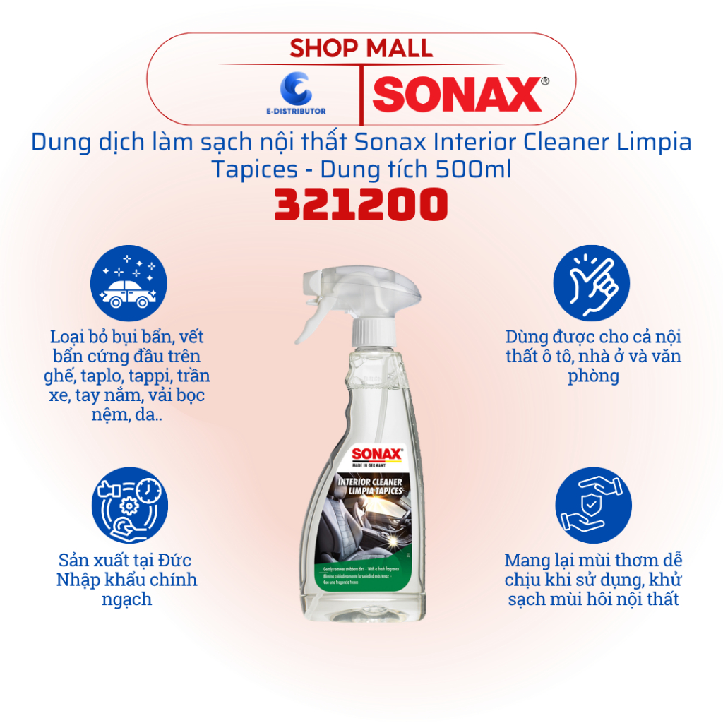 [Hỏa tốc] Dung dịch làm sạch nội thất xe Sonax 321200 Interior Cleaner ...