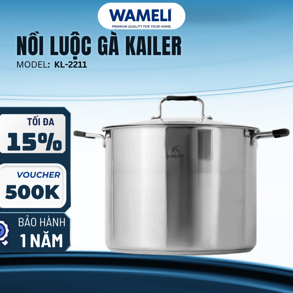 Nồi luộc gà inox Kailer KL-2211 inox 304 16/19L đáy từ truyền nhiệt tốt ...