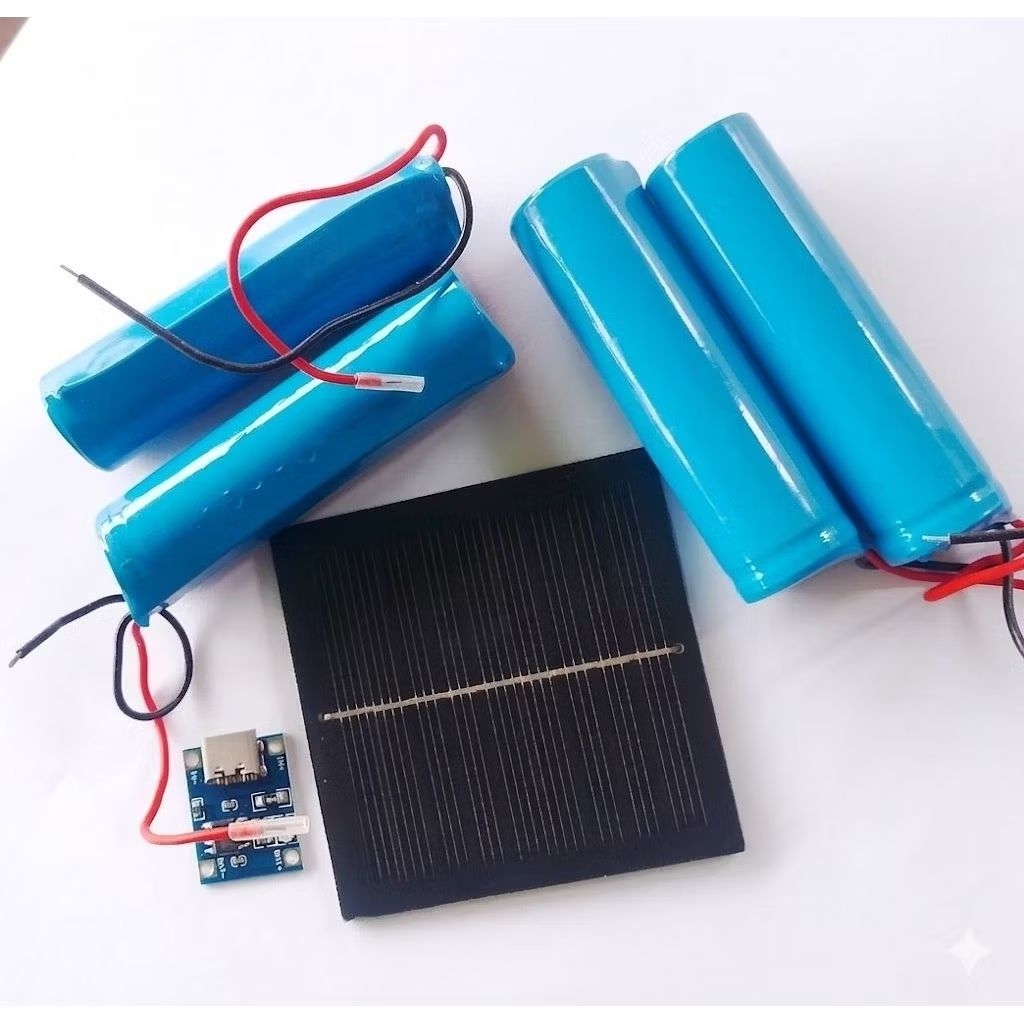 Combo 2 Tấm Pin Năng Lượng Mặt Trời 4.5V- 5.2V + 4 Pin 18650 + Mạch Sạc ...