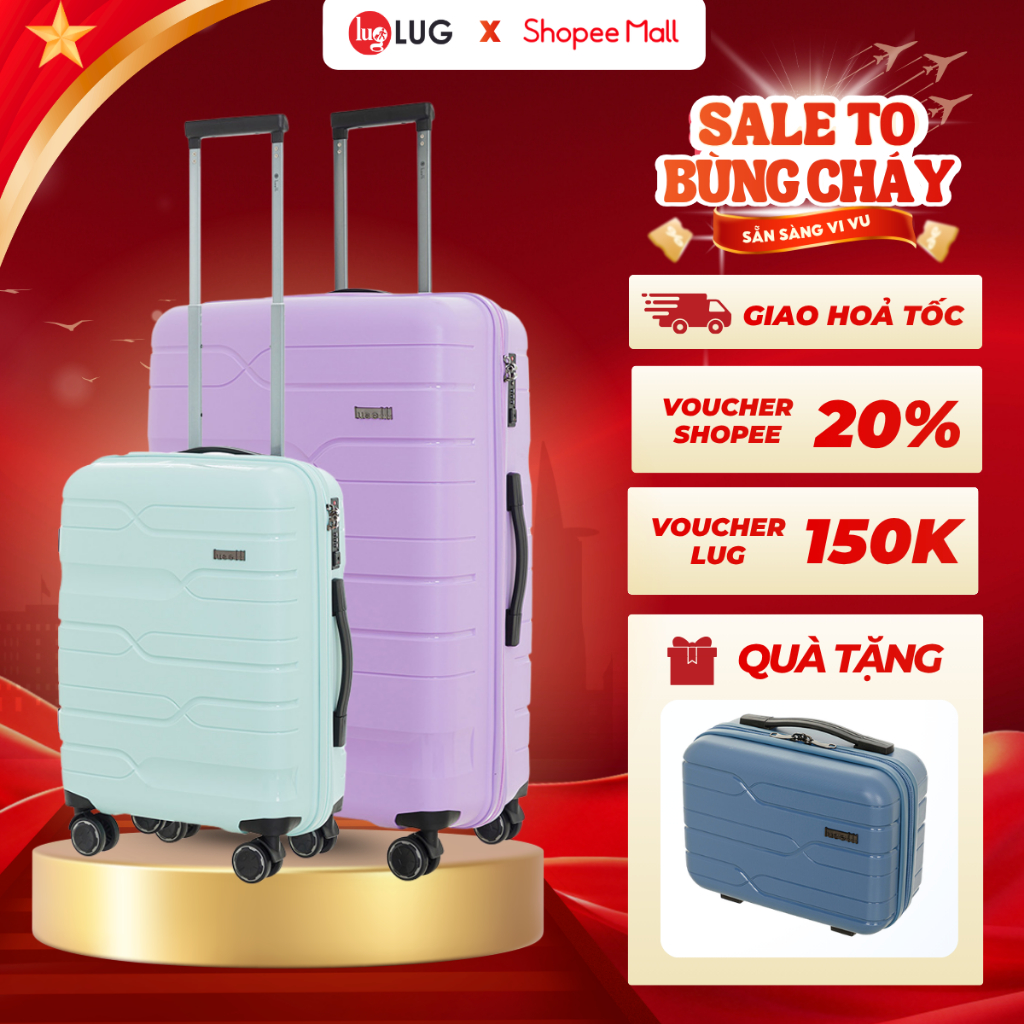 Combo 2 Vali Du Lịch LUG Lusetti LS802 S20 (Xách tay), S24/28 (Ký Gửi ...