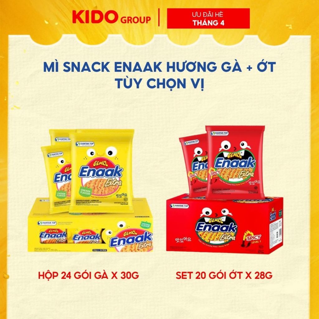 Tùy Chọn Vị - Hộp 24 gói Snack Mì Enaak Hương Gà Vàng 30g hoặc Set 20 ...