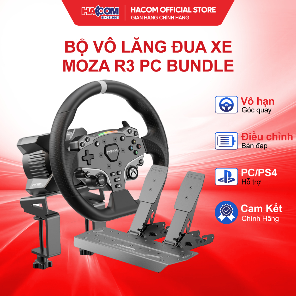 Bộ Vô Lăng Đua Xe Moza R3 Bundle PC/Xbox (R3 Wheel Base/Vô Lăng/Pedal ...