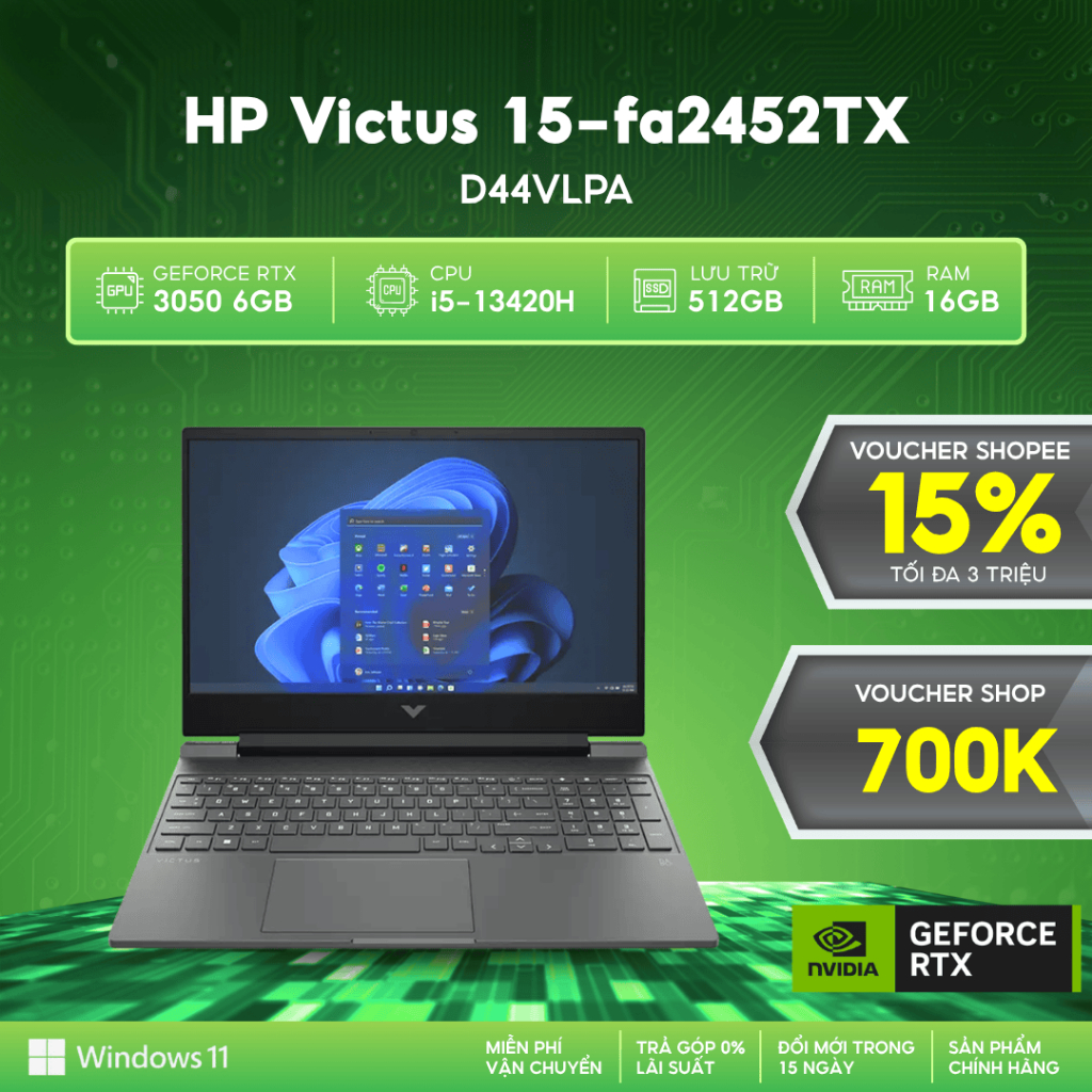 Laptop HP Gaming Victus 15-fa2452TX D44VLPA GeForce RTX3050 6GB / Chip ...