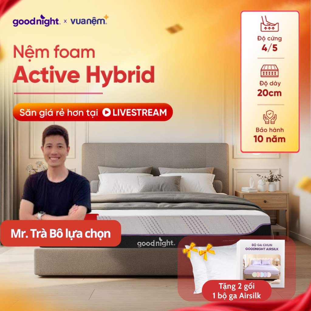 [COMBO QUÀ 5 MÓN] Nệm Foam Goodnight Active Hybrid mát tới 12H-Đệm foam ...