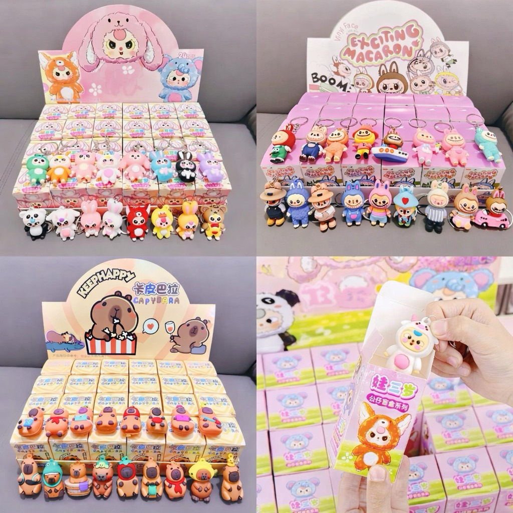 Khay 24 hộp blindbox baby three, capybara, ku…ro…mi , hộp mù móc khóa ...