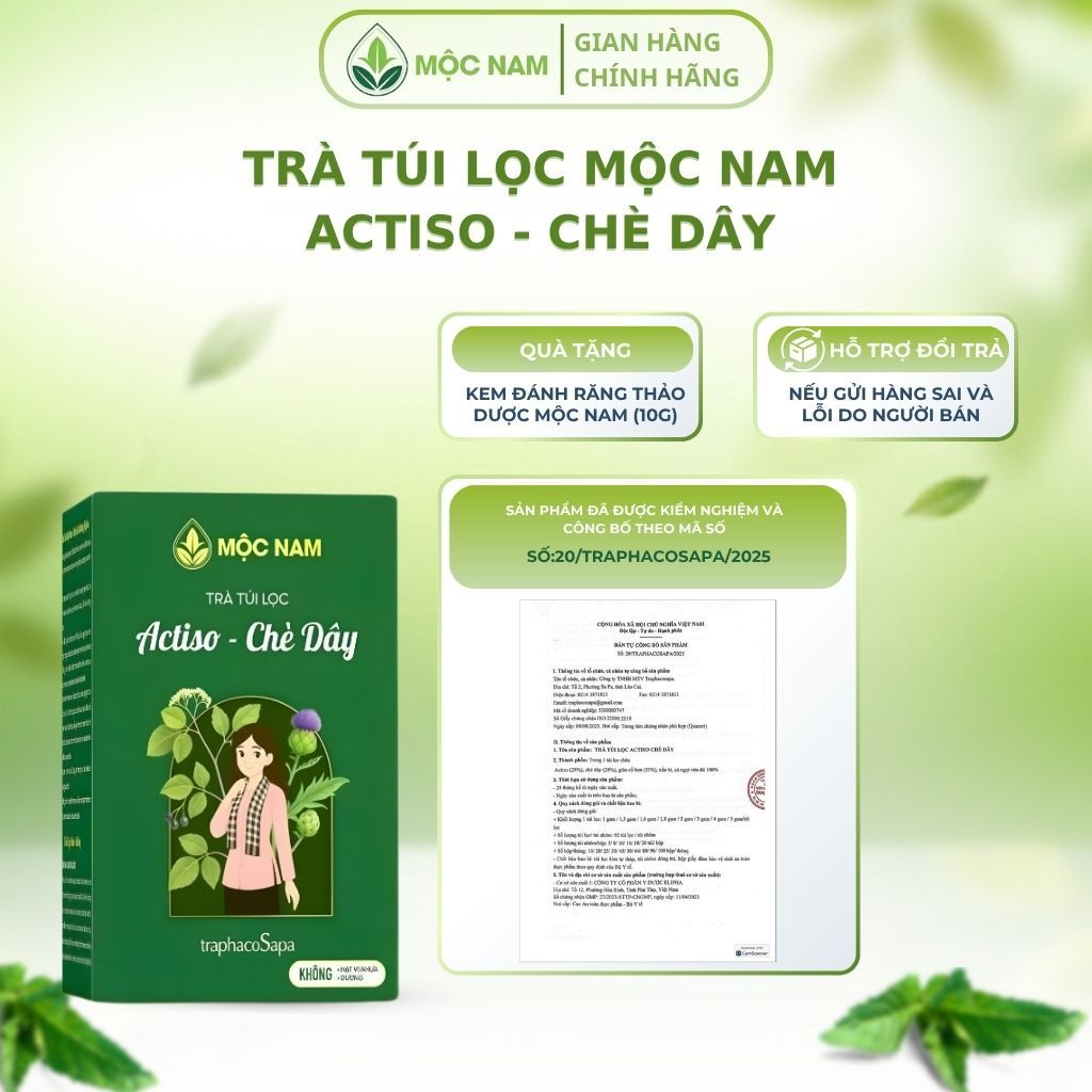 Trà Túi Lọc Actiso – Chè Dây Mộc Nam Thảo Mộc Hỗ Trợ Dạ Dày (16 gói x 1 ...