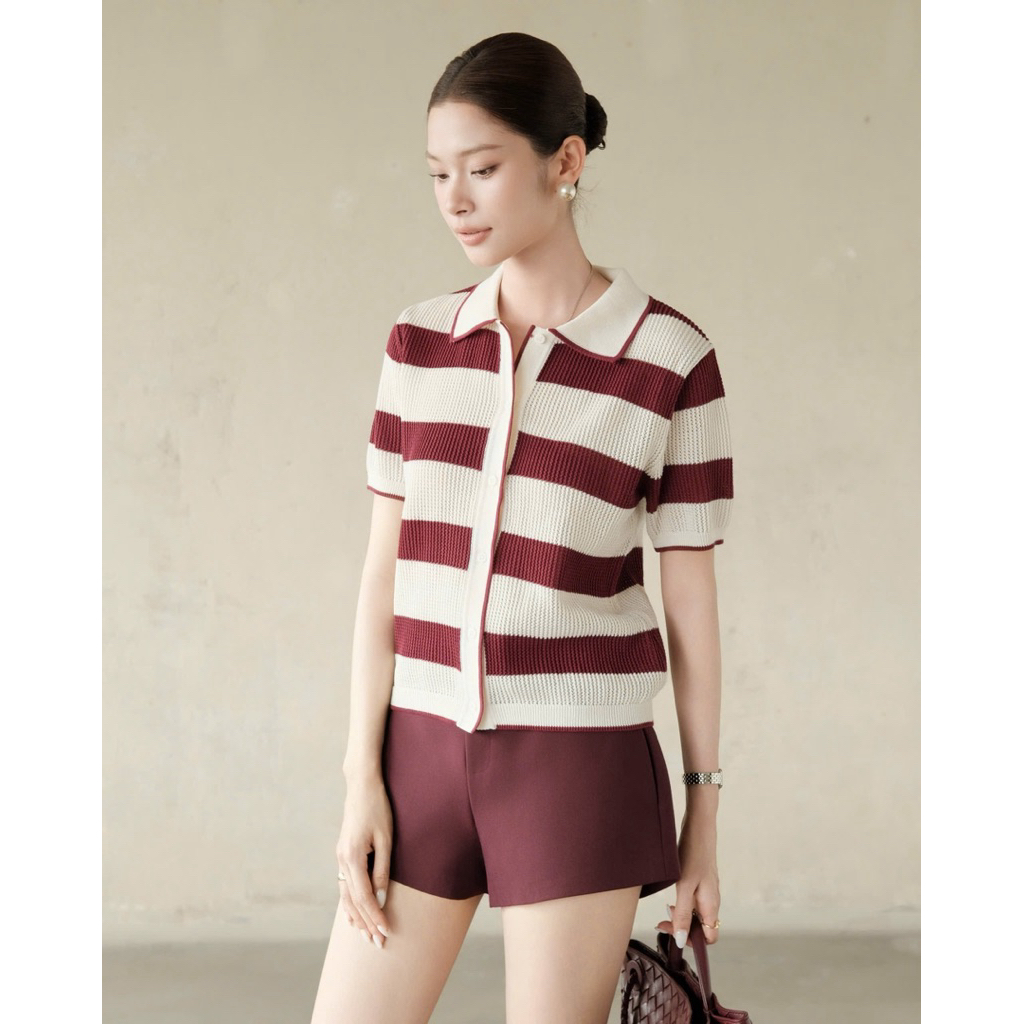 RUBIES Áo Dệt Kim Nữ Tay Ngắn Cổ Bẻ Joie Polo | Shopee Việt Nam