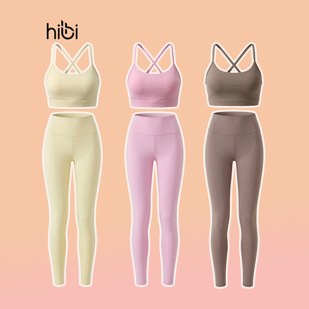 Bộ tập yoga nữ Hibi Sports gồm áo bra BA528 & quần dài QD330 kèm mút ...