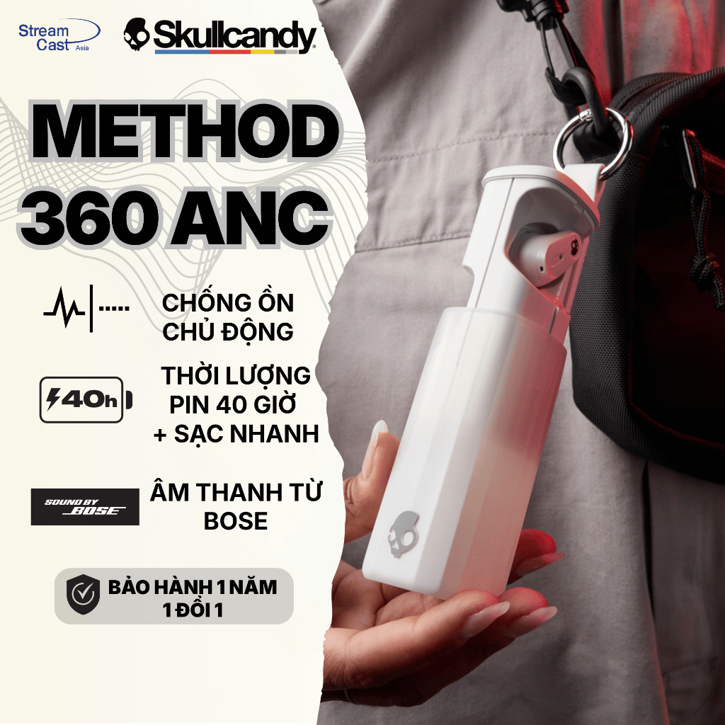 Tai nghe Bluetooth SKULLCANDY METHOD 360 ANC - BH 1 NĂM| chống ồn| Pin ...