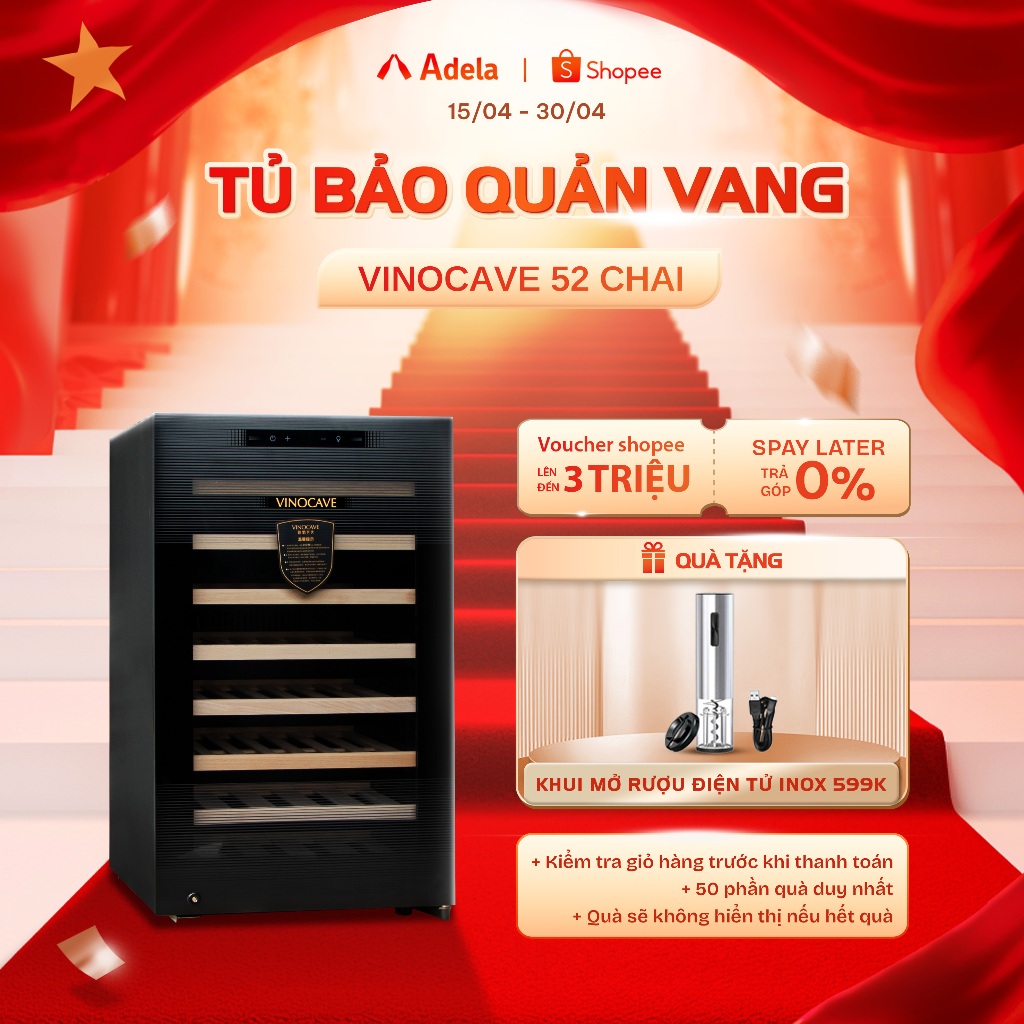 Tủ Bảo Quản Rượu Vang Vinocave 52 Chai Dung Tích 120L CWC-120A Kính ...