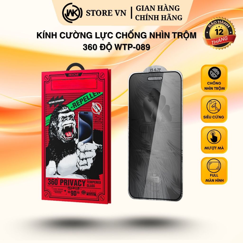 Kính cường lực KINGKONG CHỐNG NHÌN TRỘM 360 độ WK Design WTP 089 Cho ...