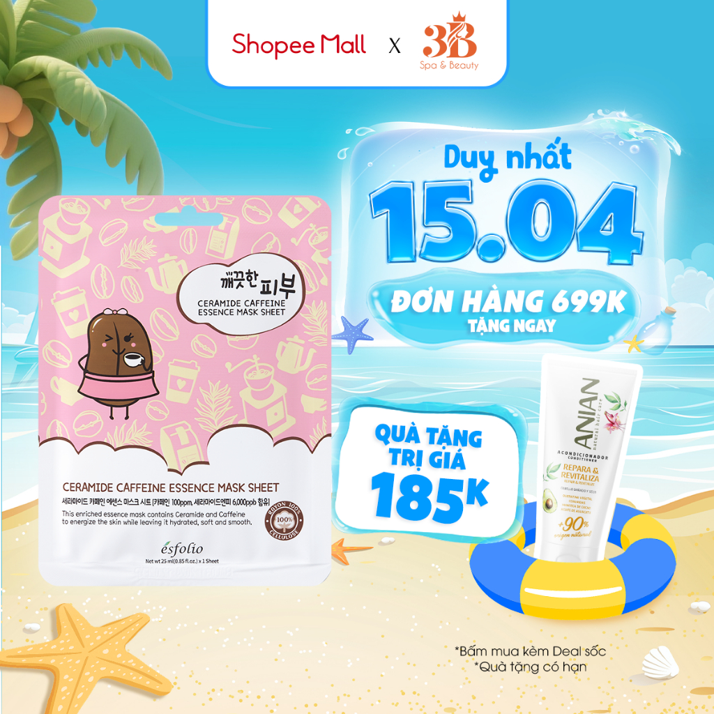 Hộp Mặt Nạ Esfolio 10 Miếng - Mặt nạ Pure Skin Ceramide Caffeine ...
