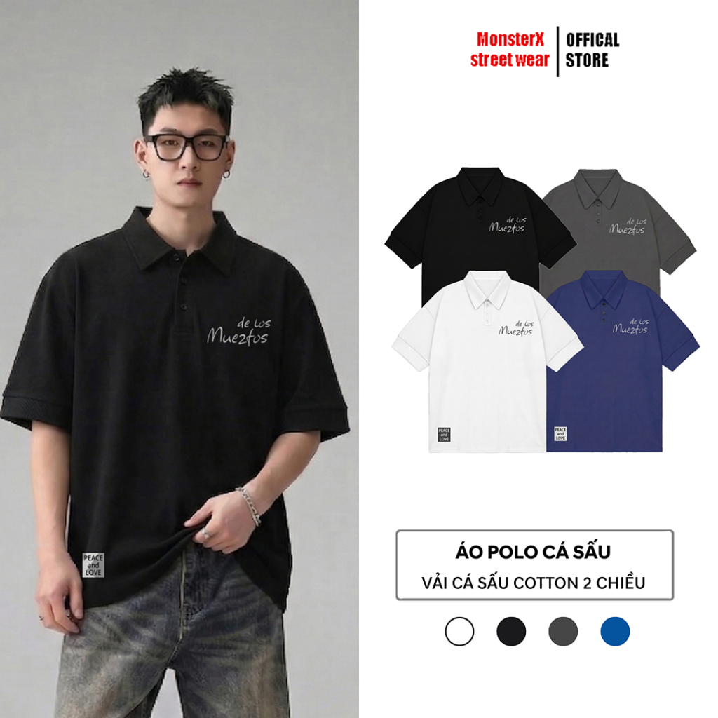 Áo POLO 3Khuy Deloss phông MONSTER X STREET vải cotton phông tay lỡ nam ...