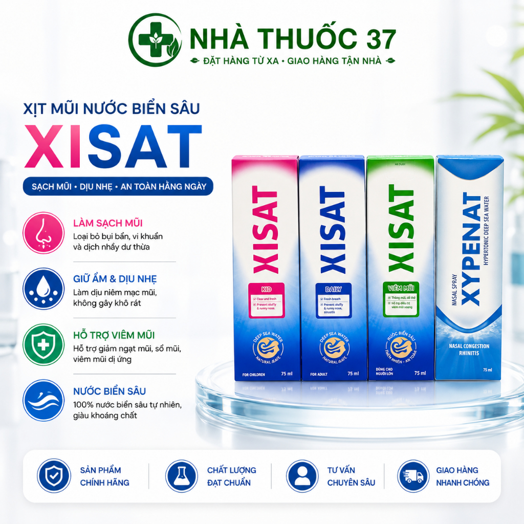 Xịt mũi Xisat 75ml các loại Xisat Hồng trẻ em, Xisat xanh người lớn ...