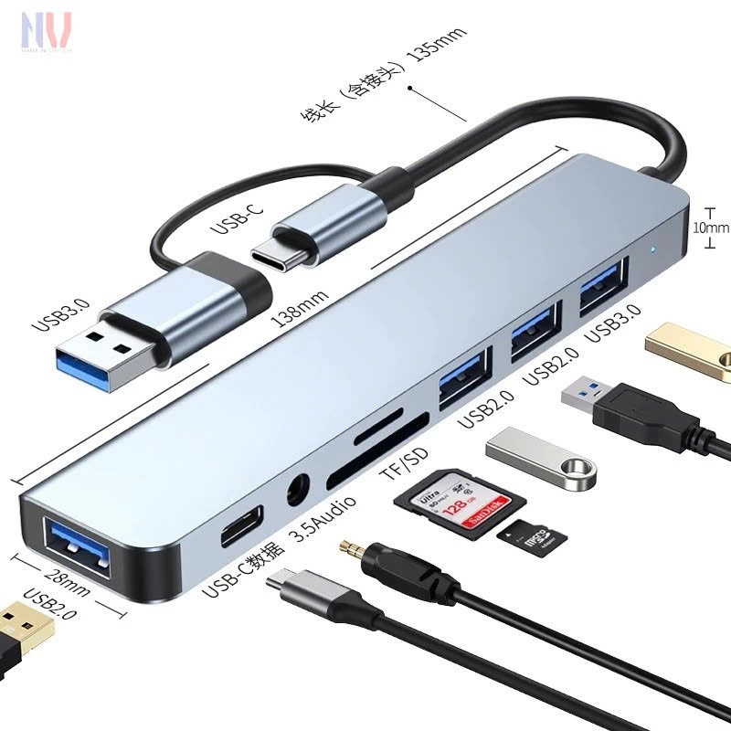 HUB Type C Hub 7 trong 1 Đầu đọc thẻ TF SD cho Laptop PC Nhiều cổng ...