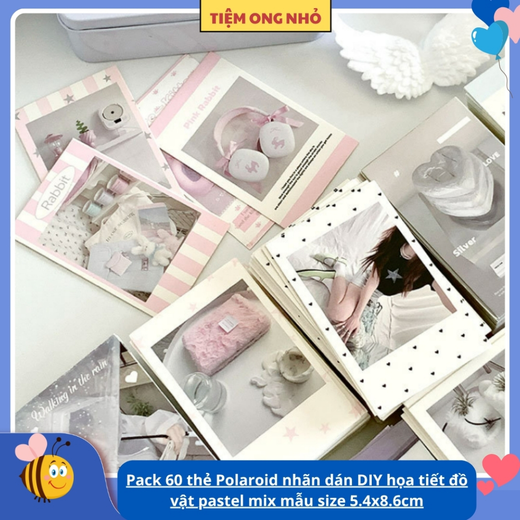 Pack 60 Thẻ Polaroid Cứng Họa Tiết Pastel Mix Mẫu Size 5.4x8.6cm Decor ...