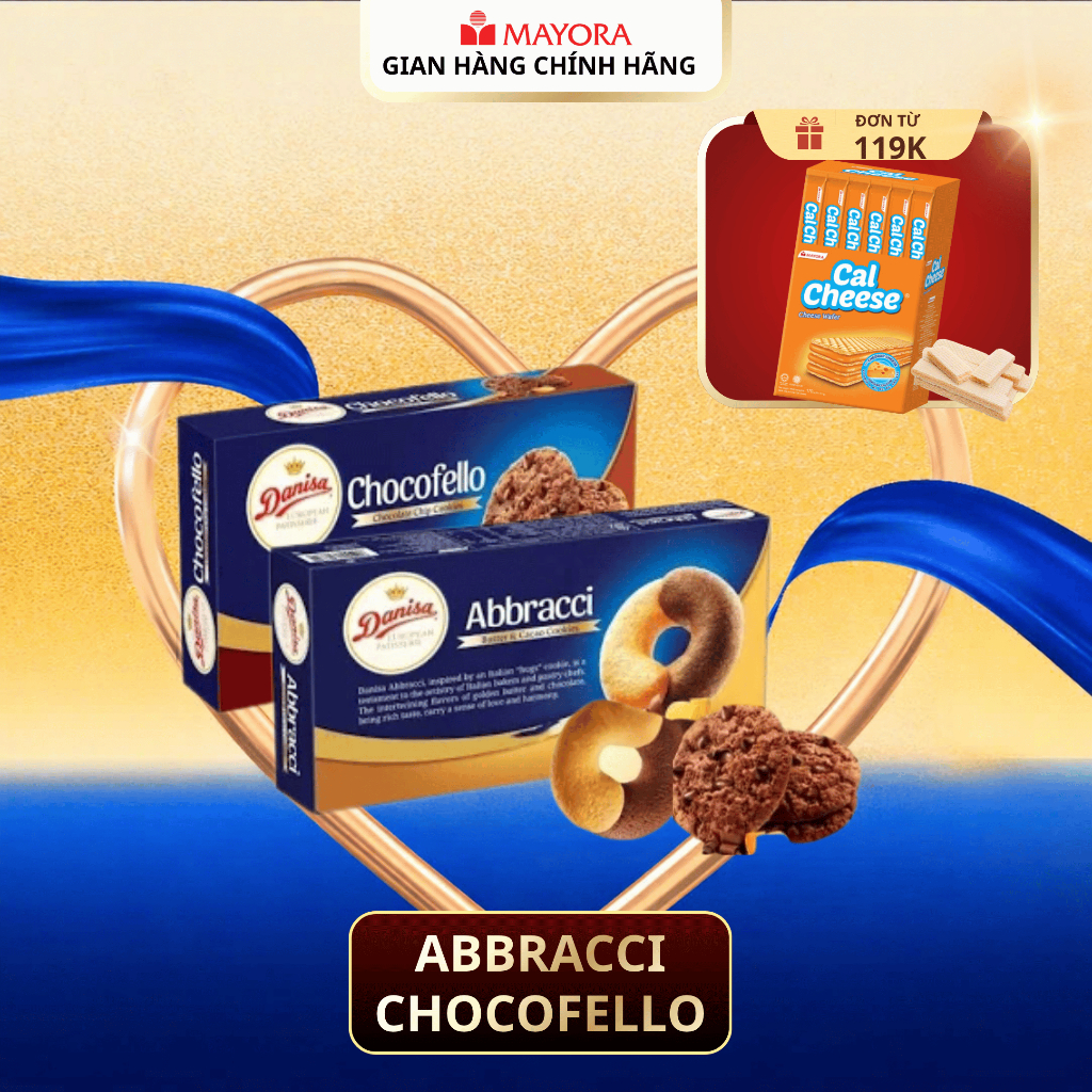COMBO 2 LOẠI BÁNH QUY MAYORA: DANISA ABBRACCI 168G + DANISA CHOCOFELLO ...