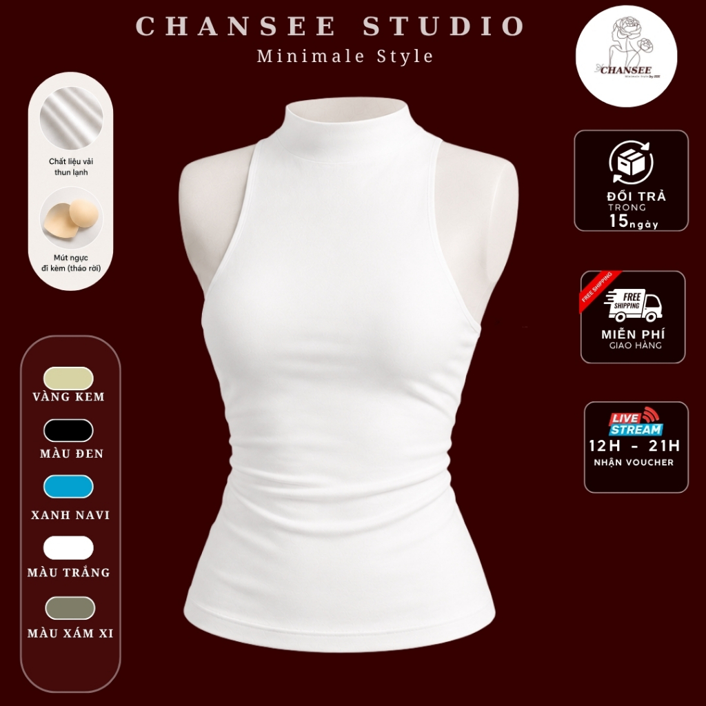 Áo Ba Lỗ Nữ Cổ Cao Không Viền Ôm Body Chất Thun Cotton Thun Lạnh Mát ...