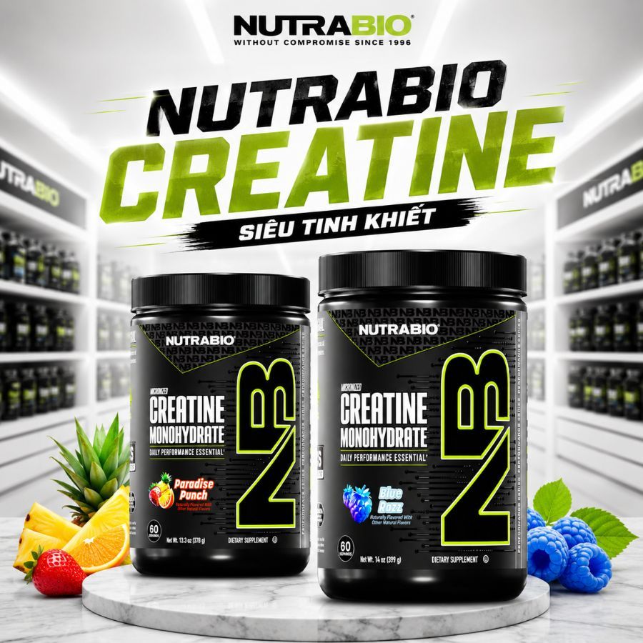 Bột tăng cơ Nutrabio Creatine Monohydrate tăng cơ, tăng sức mạnh siêu ...