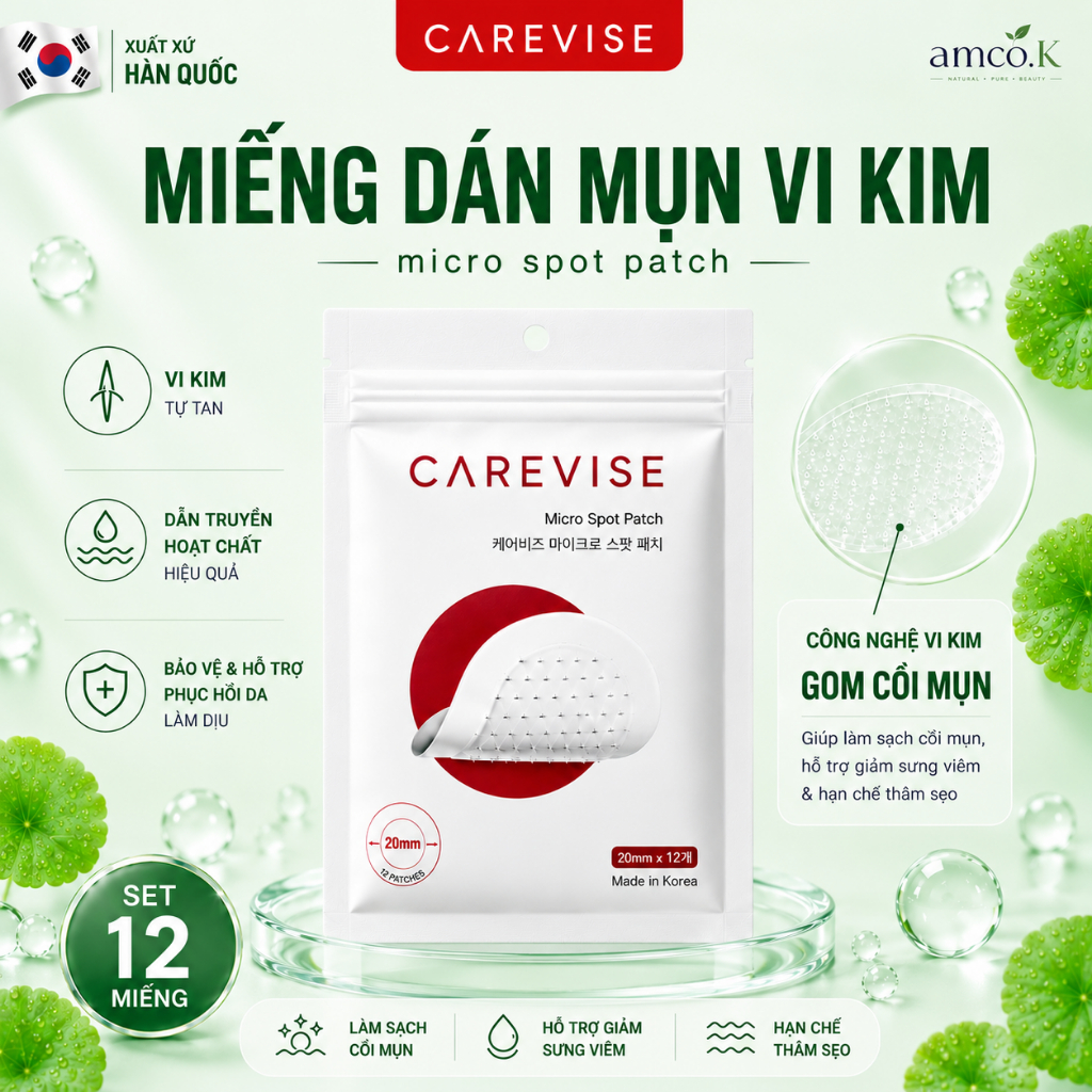 Miếng Dán Mụn Vi Kim CAO CẤP CAREVISE Hàn Quốc Micro Spot Patch 12 ...