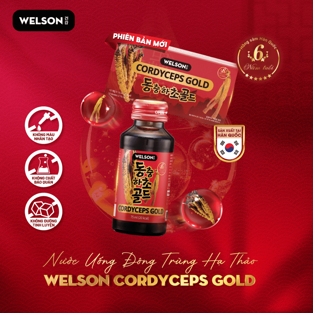 [DATE 10/2027] Nước Uống Đông Trùng Hạ Thảo Welson Cordyceps Gold Hộp ...
