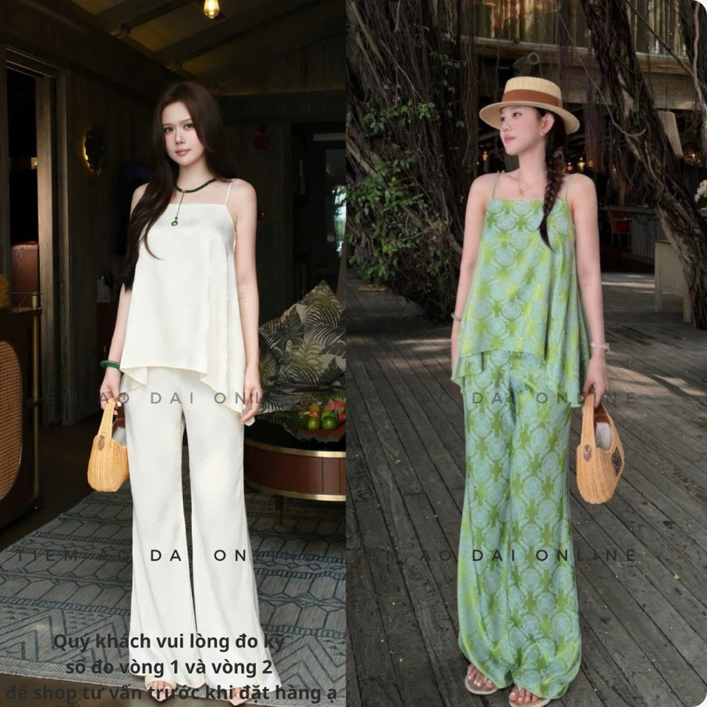 Set Bộ Lụa 2 Dây Suông Rộng Nữ Cao Cấp – Quần Ống Rộng Sang Chảnh Đi ...
