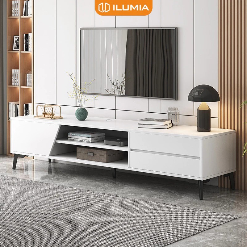 [FURNI HOME] Kệ tivi 1 cánh mở 2 ngăn kéo màu full trắng thương hiệu ...