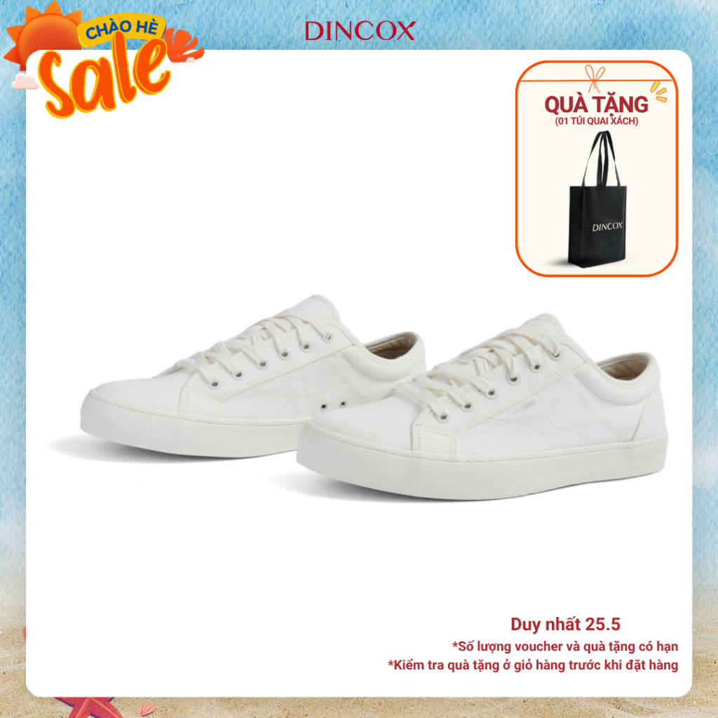 Giày thể thao nam nữ trắng E18 Dincox, giày sneaker nam nữ, giày vải ...