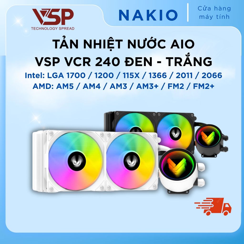 Tản nhiệt nước AIO VSP VCR 240 Đen / Trắng - Socket Intel LGA1700 ...