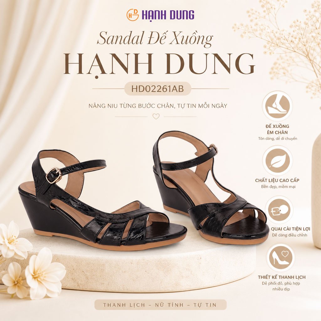 HCM - FORM NHỎ 1 SIZE - Sandal Đế Xuồng Hạnh Dung Nhiều Dây Nối Bên 6F ...