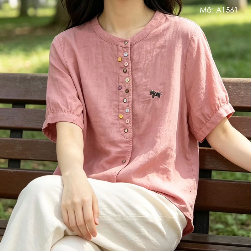 Áo sơ mi ngắn tay khuy sắc màu - A1561 | Shopee Việt Nam