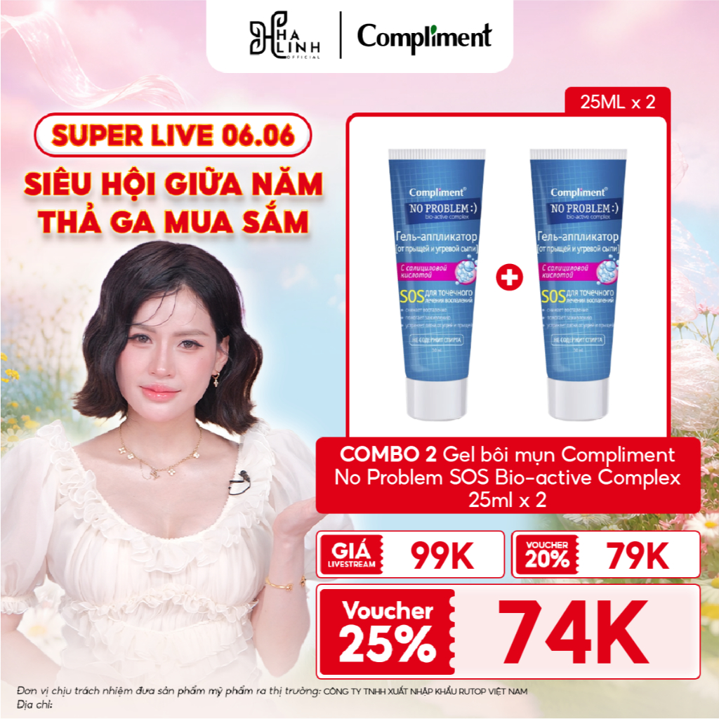 [VHL X COMPLIMENT] COMBO 2 Gel bôi mụn Compliment No Problem SOS Bio ...